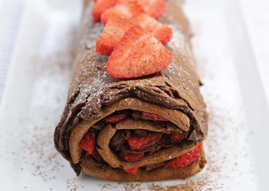 Strawberry & chocolate ganache roulade | appetite magazine