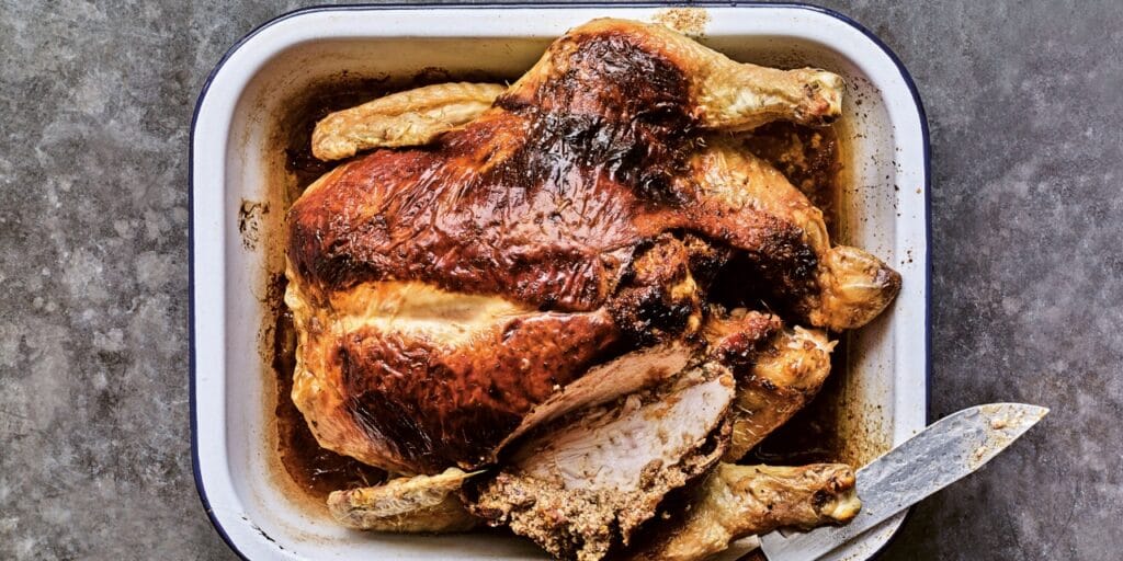 Anna Hedworth's ’Nduja & crème fraîche-stuffed roast chicken